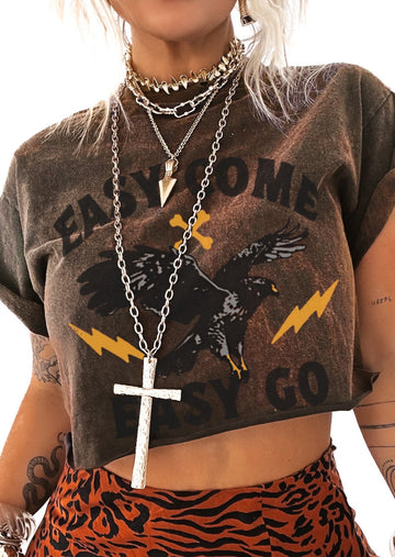 CROPPED EASY COME EASY GO DESTRUCTED GRAPHIC TEE – Pebby Forevee