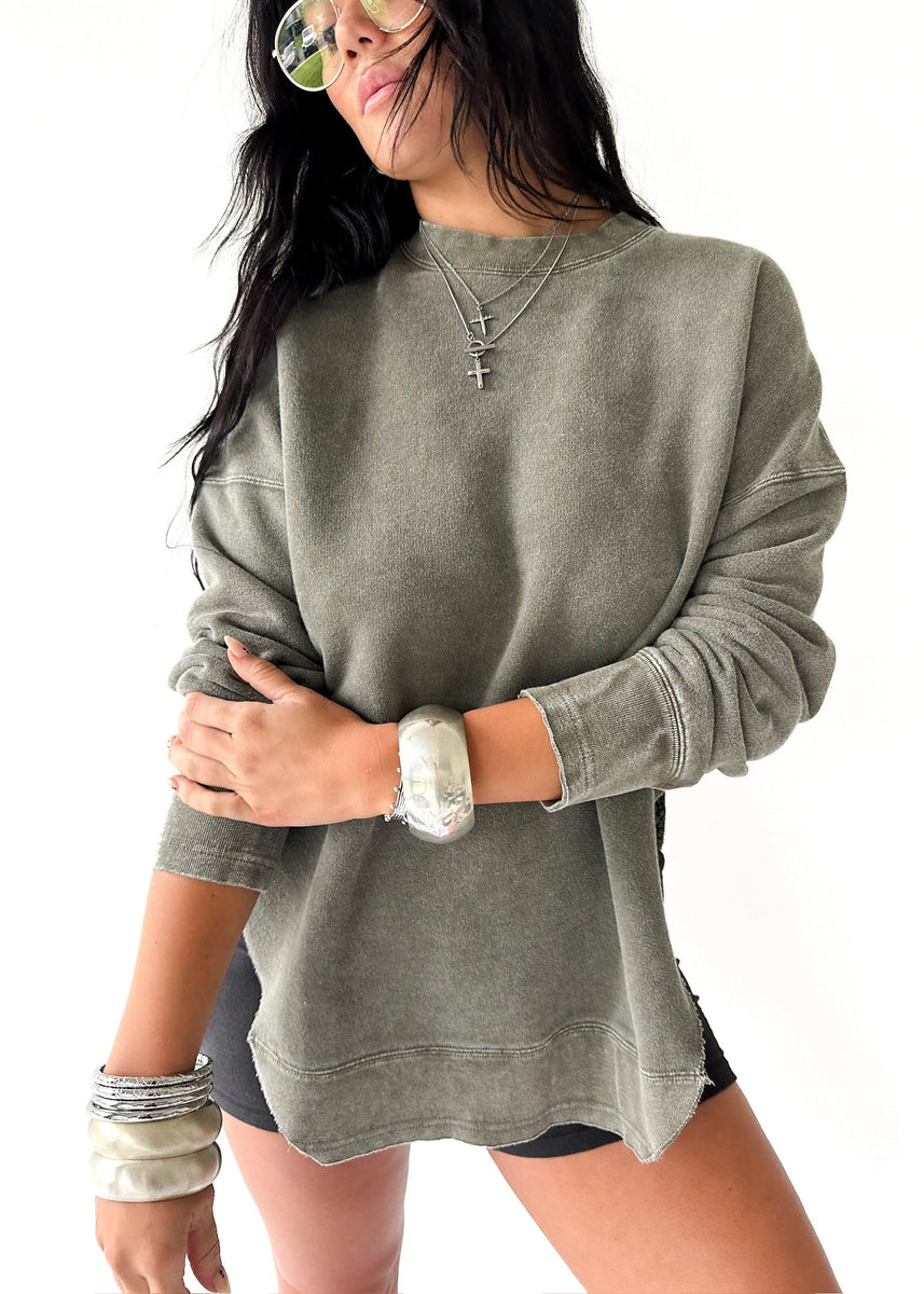 FEEL GOOD SIDE SLIT SWEATSHIRT – Pebby Forevee