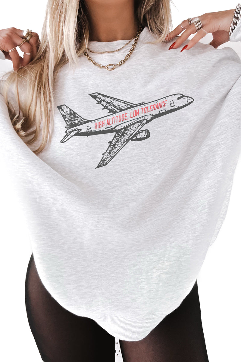 HIGH ALTITUDE, LOW TOLERANCE OVERSIZED GRAPHIC SWEATSHIRT – Pebby Forevee