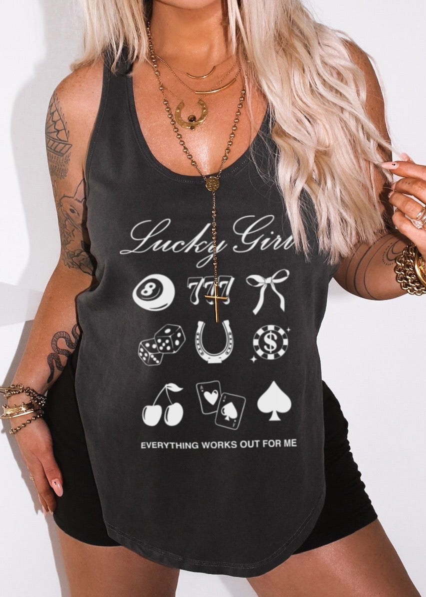 LUCKY GIRL BOYFRIEND SIDE SLIT TANK – Pebby Forevee